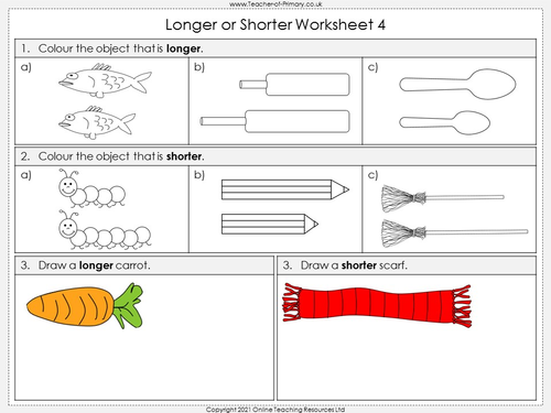 Longer or Shorter - Year 1 | Teaching Resources