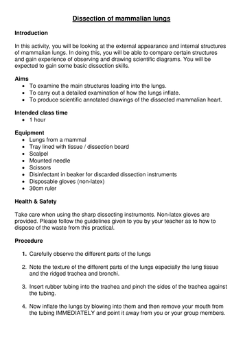 New OCR A Level Biology Spec Mammalian Exchange Surfaces (Lung ...