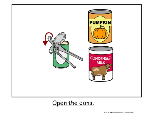 Cooking Visual Recipe:Pumpkin Pie Special Education Autism SymbolStix ...