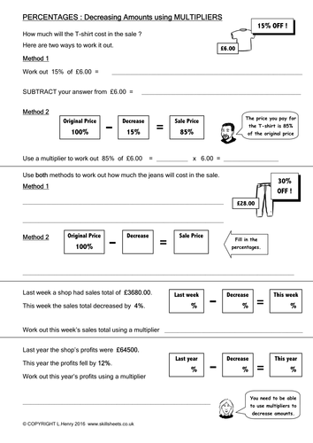 Percentage Multipliers - Increasing and Decreasing | Teaching Resources