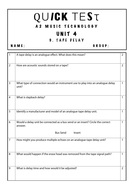 Quick Tests for A2 Music Technology | Teaching Resources