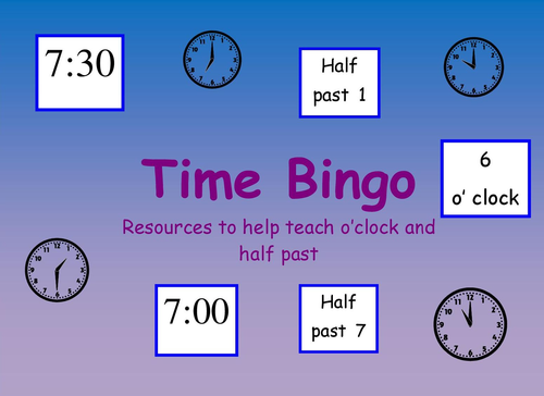 Time Bingo - o'clock and half past | Teaching Resources