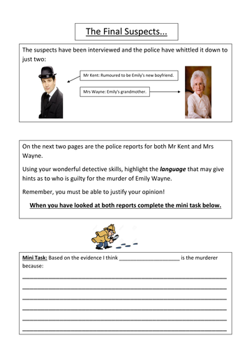 Year 9 Murder Mystery: Language Focus | Teaching Resources