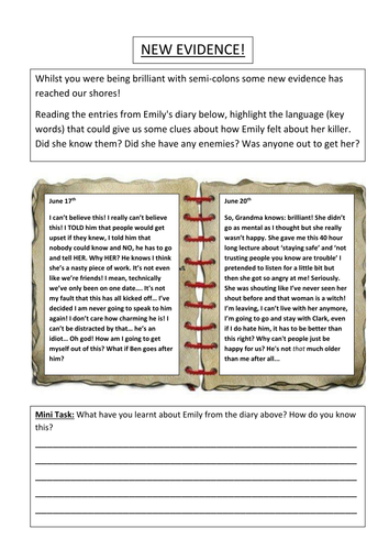 Year 9 Murder Mystery: Language Focus | Teaching Resources