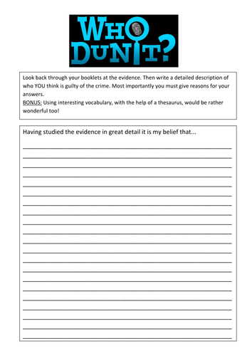 Year 9 Murder Mystery: Language Focus | Teaching Resources