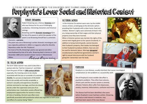Porphyria's Lover by Robert Browning | Teaching Resources