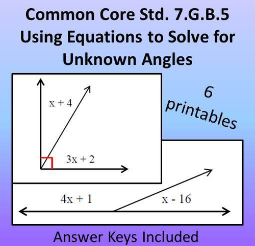 Using Equations to Solve for Unknown Angles | Teaching Resources