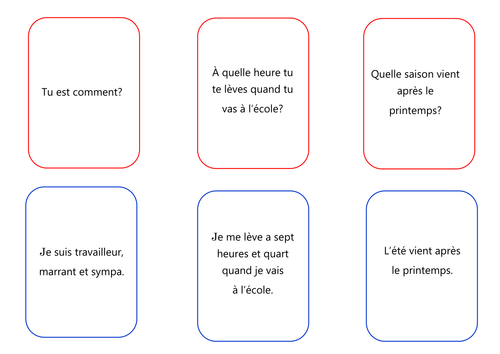 FRENCH - Parlons le français - matching pairs - Game | Teaching Resources