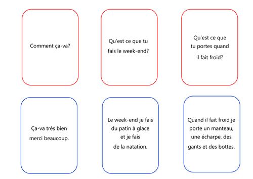 FRENCH - Parlons le français - matching pairs - Game | Teaching Resources