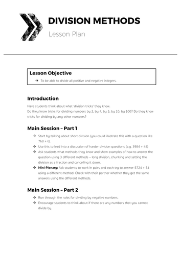 Division Methods - Complete Lesson | Teaching Resources