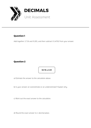 Decimals - Complete Unit of Work | Teaching Resources