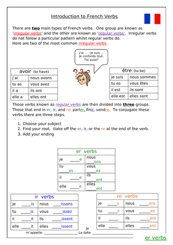 An introduction to FRENCH verbs - Worksheets | Teaching Resources