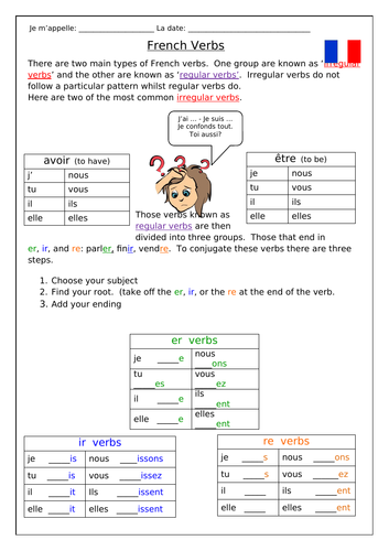 An introduction to FRENCH verbs - Worksheets | Teaching Resources