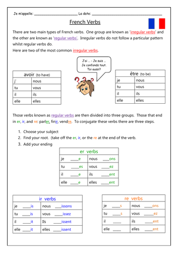 FRENCH VERBS BUNDLE - WORKSHEETS | Teaching Resources