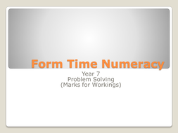 Year 7 Form Time Numeracy | Teaching Resources