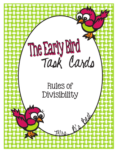 The Early Bird Task Cards for the Rules of Divisibility | Teaching ...