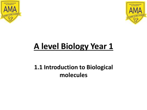 AQA A level Biology new spec 1.1 introduction to biological molecules ...