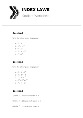 Indices, Powers & Roots - Complete Unit of Work | Teaching Resources