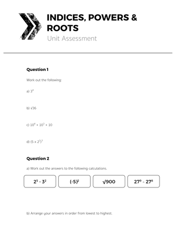 Indices, Powers & Roots - Complete Unit of Work | Teaching Resources