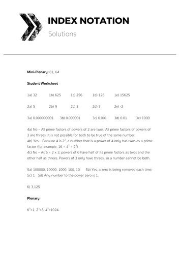 Index Notation - Complete Lesson | Teaching Resources