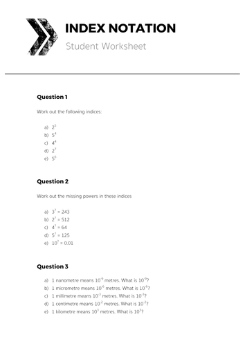 Index Notation - Complete Lesson | Teaching Resources