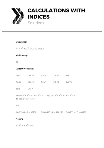 Calculations with Indices - Complete Lesson | Teaching Resources