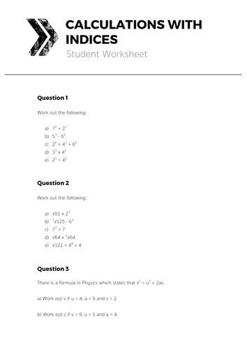 Calculations with Indices - Complete Lesson | Teaching Resources