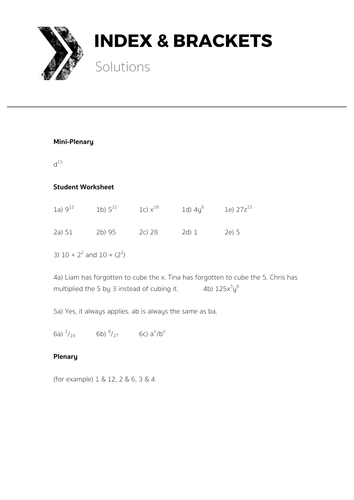Indices & Brackets - Complete Lesson | Teaching Resources