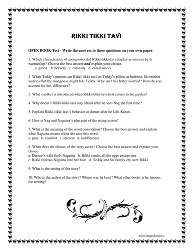 Rikki Tikki Tavi Comprehension Quiz | Teaching Resources