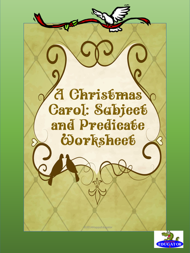 A Christmas Carol Subject and Predicate Worksheet US Version | Teaching ...