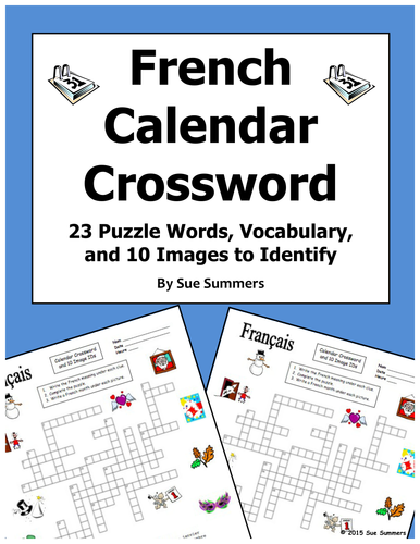 French Calendar Crossword Puzzle, IDs, and Vocabulary - Days, Months ...