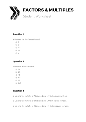 Factors & Multiples - Complete Lesson | Teaching Resources
