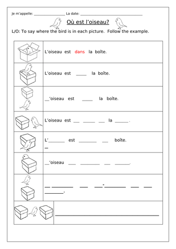 An introduction to FRENCH PREPOSITIONS - Worksheets | Teaching Resources