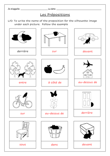 An introduction to FRENCH PREPOSITIONS - Worksheets | Teaching Resources
