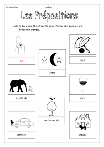 An introduction to FRENCH PREPOSITIONS - Worksheets | Teaching Resources