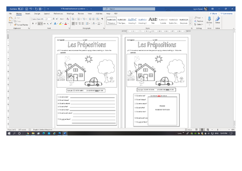 An introduction to FRENCH PREPOSITIONS - Worksheets | Teaching Resources