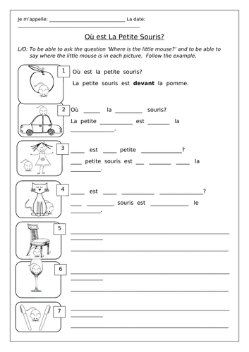 An introduction to FRENCH PREPOSITIONS - Worksheets | Teaching Resources