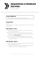 Sequences & Problem Solving - Complete Lesson | Teaching Resources