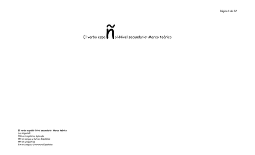 El verbo español-Nivel secundario: Marco teórico | Teaching Resources