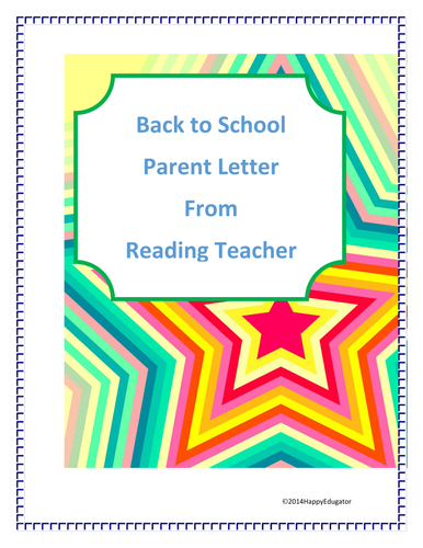 Back to School Parent Letter from Reading Teacher | Teaching Resources