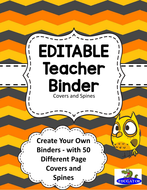 EDITABLE Teacher Binder Covers - Chevron and Owls | Teaching Resources