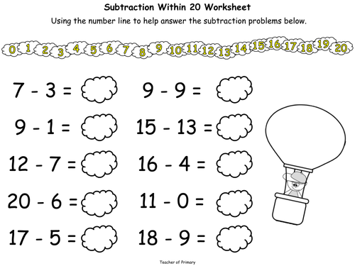 Up, Up and Take Away! (Subtracting Numbers to 20) | Teaching Resources