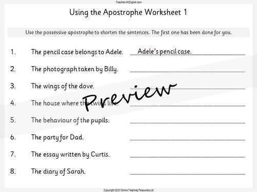 Using the Apostrophe | Teaching Resources