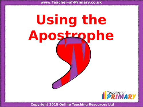 Using the Apostrophe | Teaching Resources