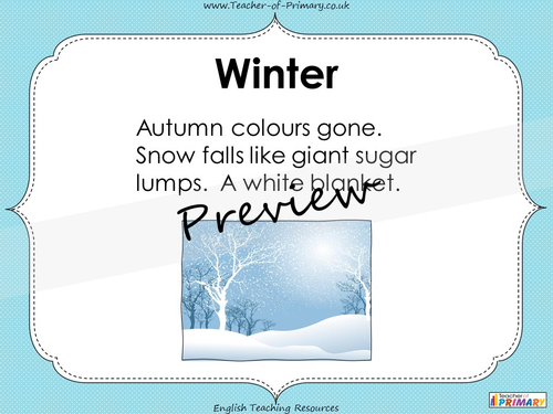 Winter Haiku Poetry - Year 5 and 6 | Teaching Resources