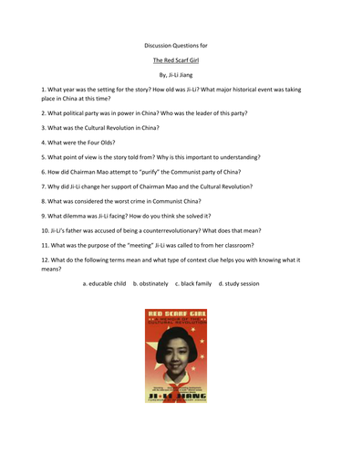 Red Scarf Girl Discussion Questions | Teaching Resources