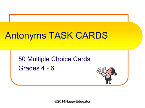 Antonyms Task Cards Multiple Choice Cards Grades | Teaching Resources