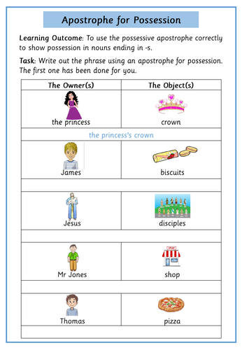 The Possessive Apostrophe Worksheets | Teaching Resources