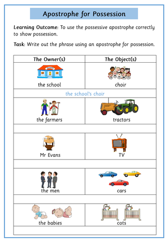 The Possessive Apostrophe Worksheets | Teaching Resources