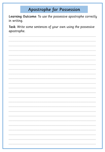 The Possessive Apostrophe Worksheets | Teaching Resources